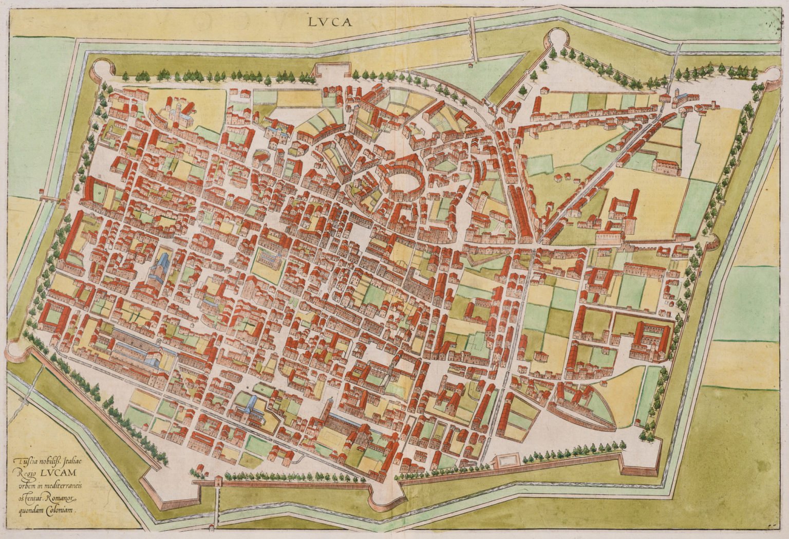 Lucca by Braun and Hogenberg, 1588 - CartaHistorica