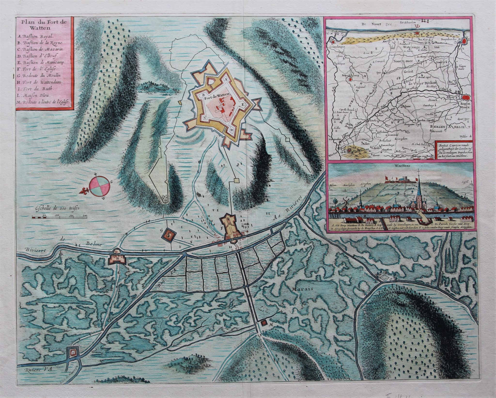 Watten - Plan du Fort de Watten by Joan Blaeu, 1649, Town Atlas ...