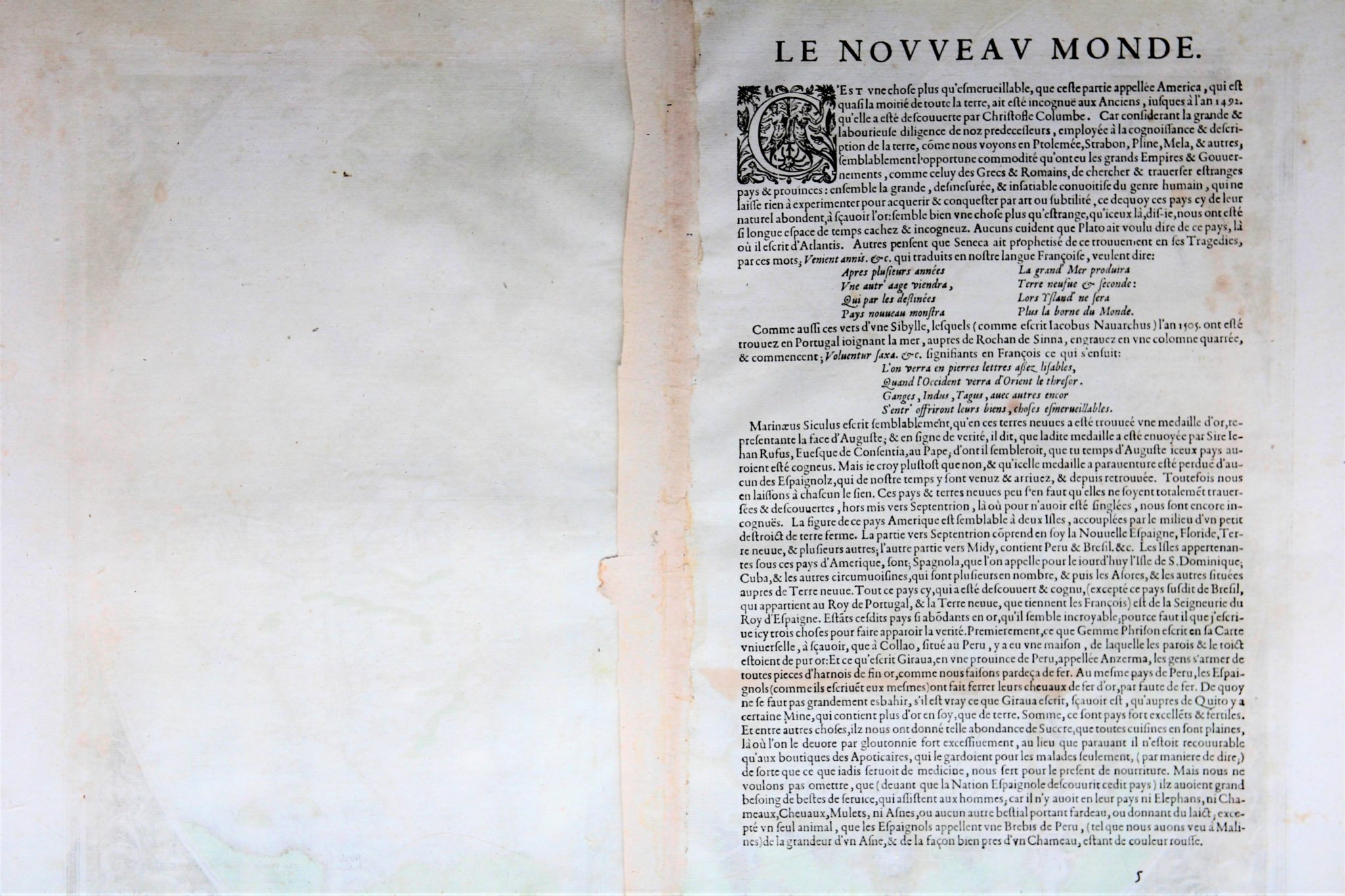 Unique set of 5 maps (from the same French atlas, 1598): World and four ...