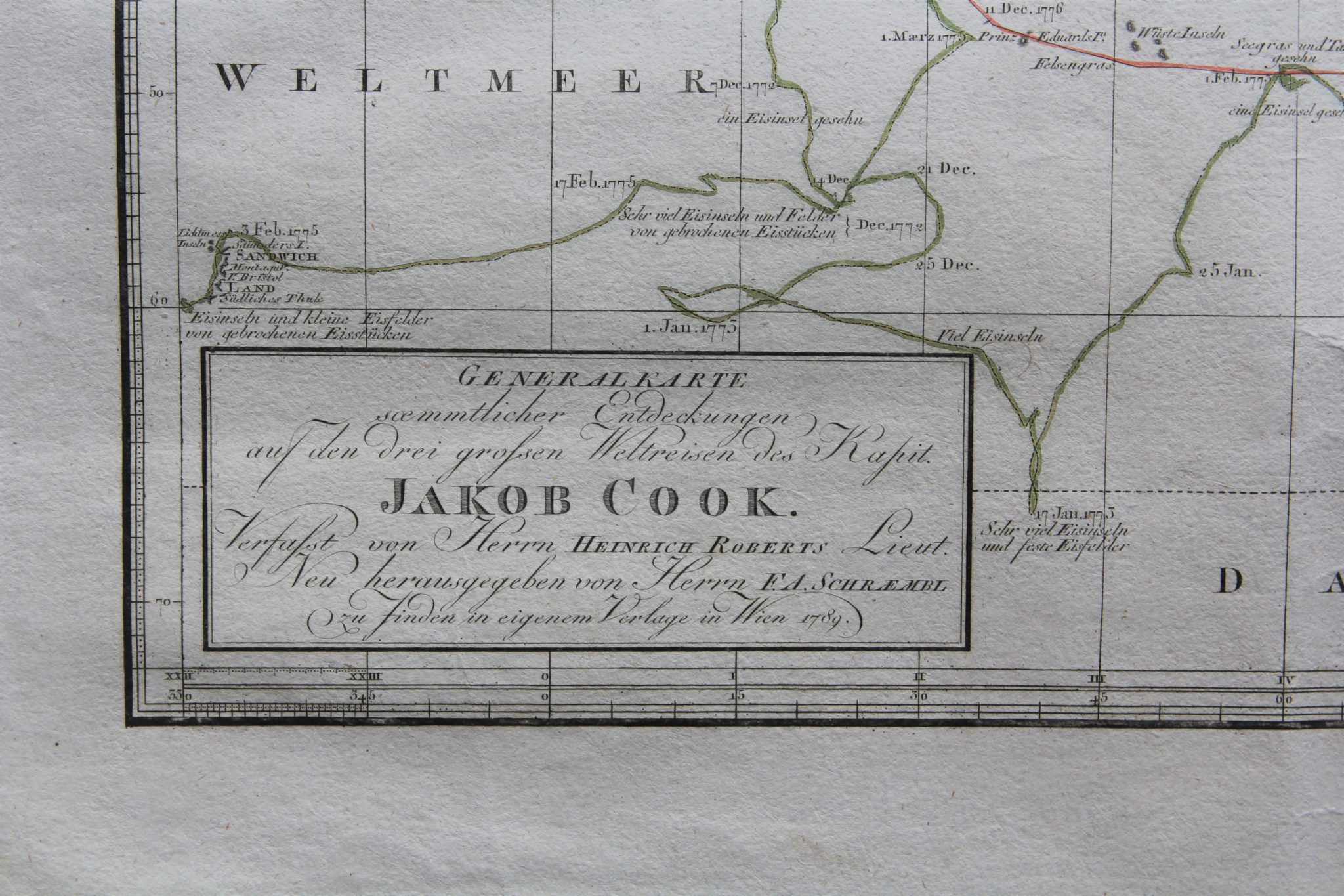 Travels and Discoveries by James Cook (2 large sheets) - CartaHistorica