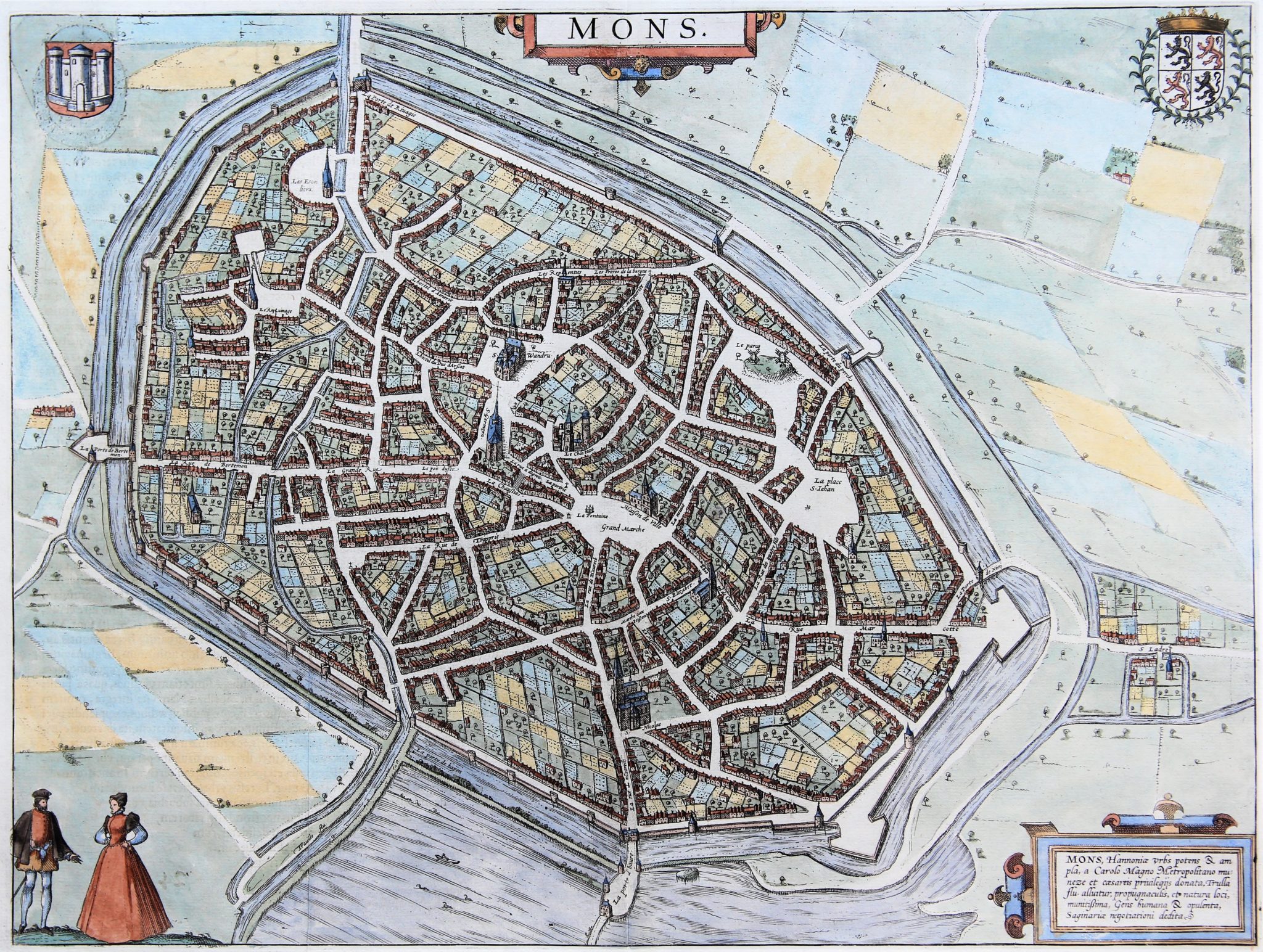 Mons by Braun and Hogenberg, 1581 - CartaHistorica