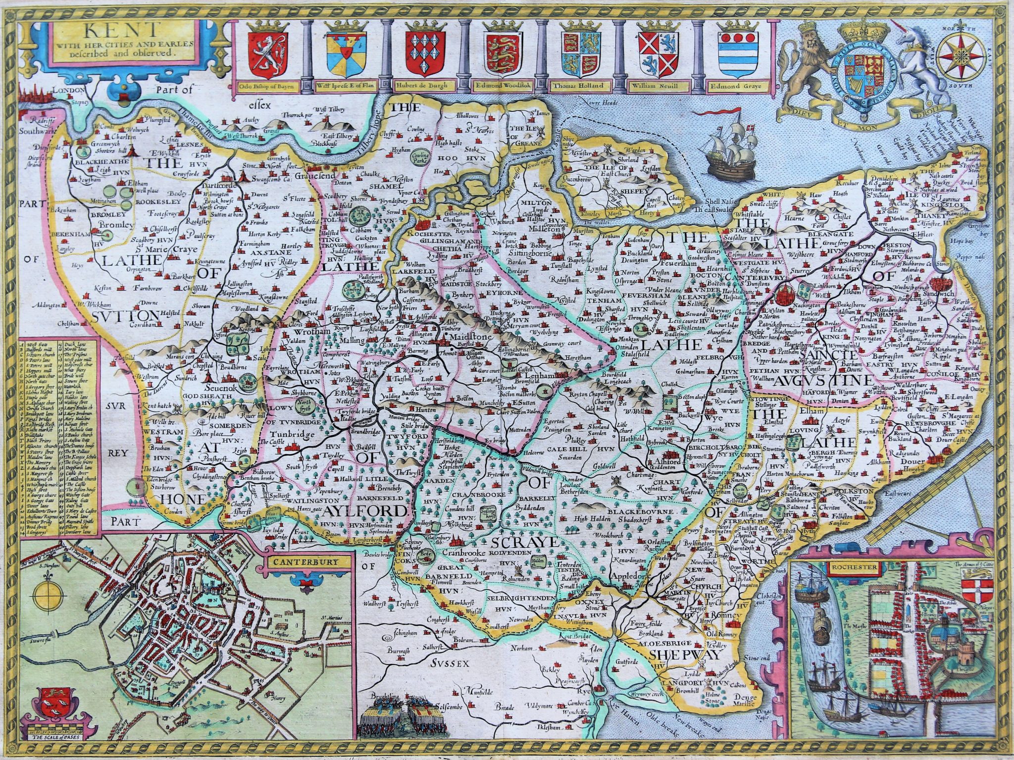 Kent - Kent with her Cities and Earles Described and Observed by John ...