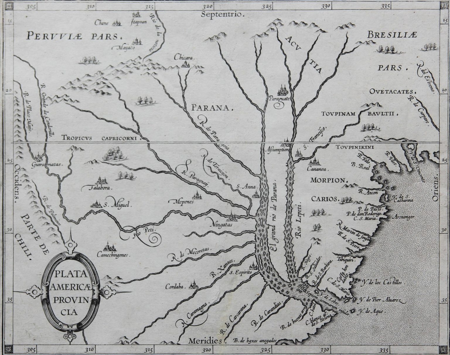 Rio de la Plata by Cornelus van Wytfliet - CartaHistorica