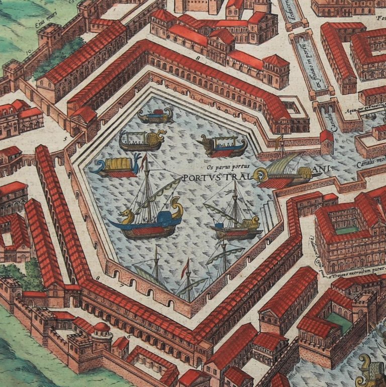 Ancient Portus near Ostia or Rome's imperial harbor by Braun and ...